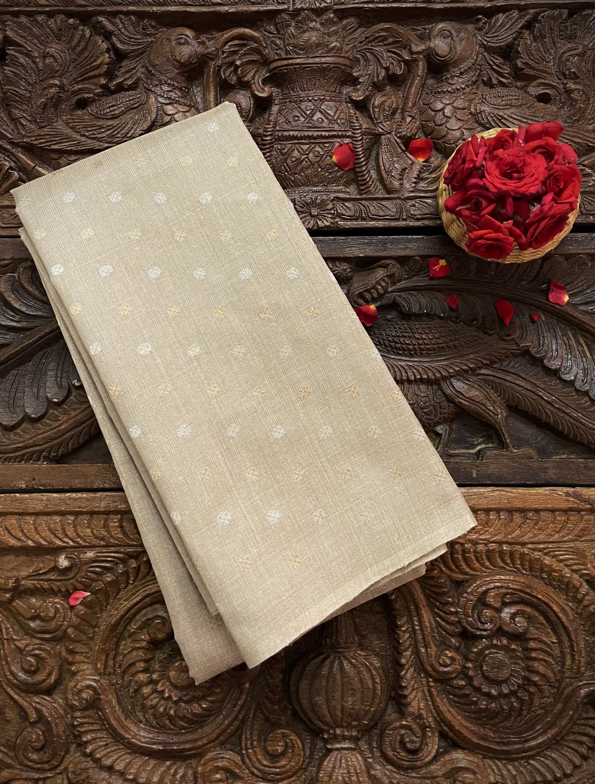 Tussar Silk Blouse with Gold & Silver Detailing - Tulsi Weaves