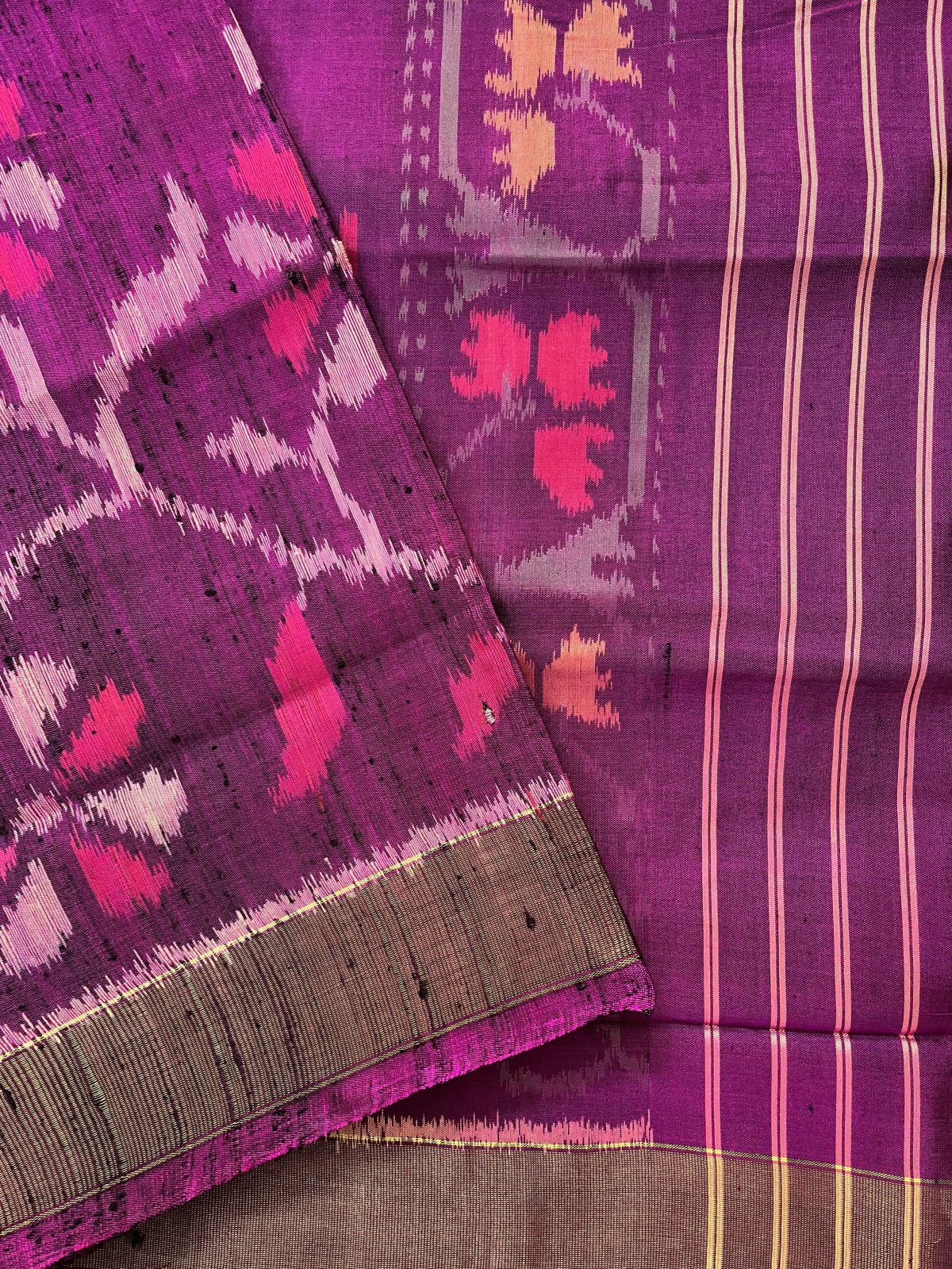 Purple Patola Silk Saree with Matching Self Border - Tulsi Weaves