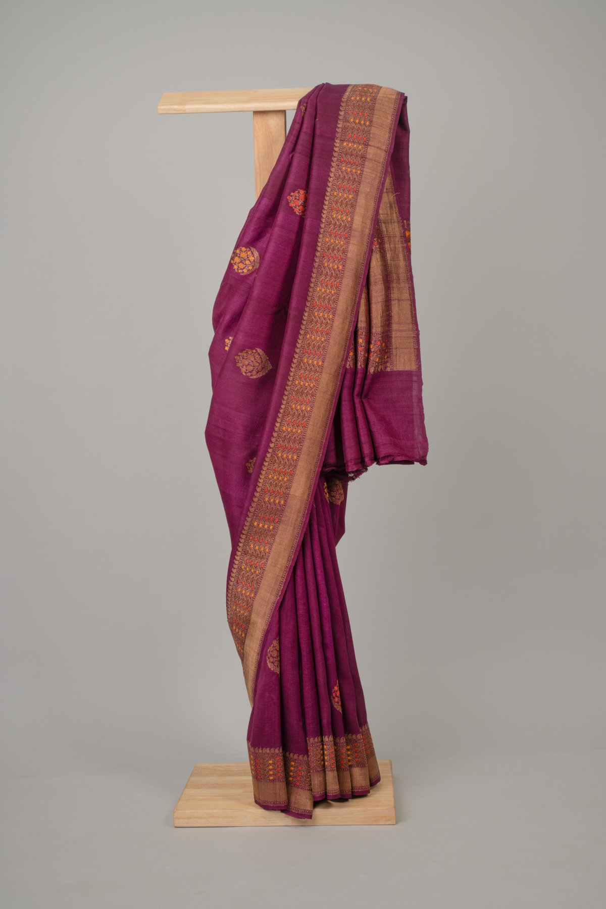 Elegant Violet Tussar Banarasi Silk Saree - Tulsi Weaves