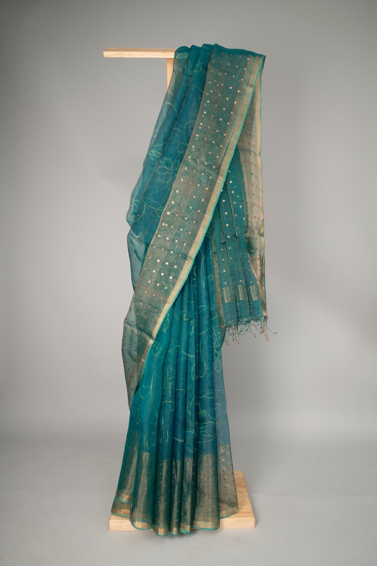 Light Blue Tissue Organza Silk Saree