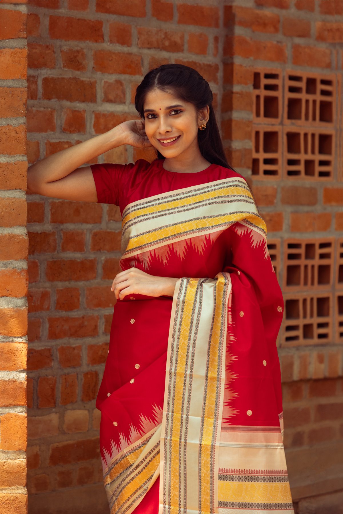 Red Pattu Pettu Kanjeevaram Silk Saree - Shop this saree from tulsi weaves