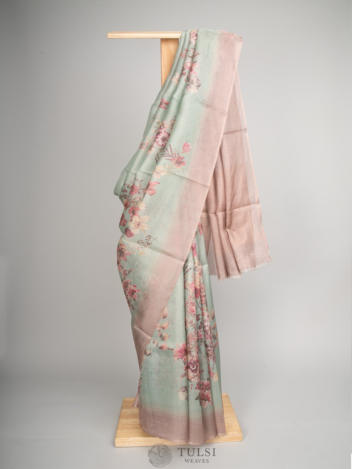 Light Blue Tissue Organza Silk Saree