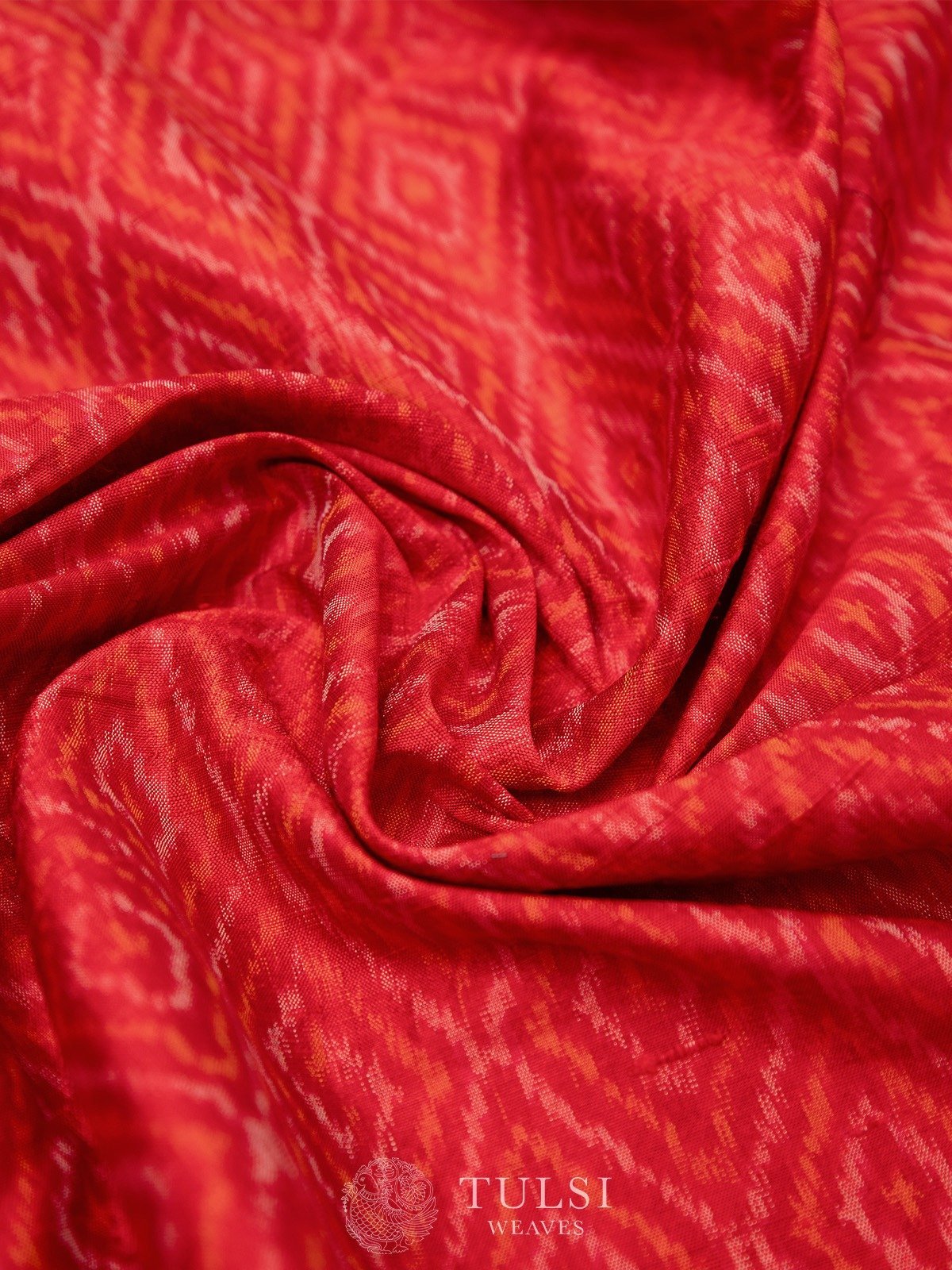 Red Raw Silk Ikat Blouse - Traditional Elegance - Tulsi Weaves
