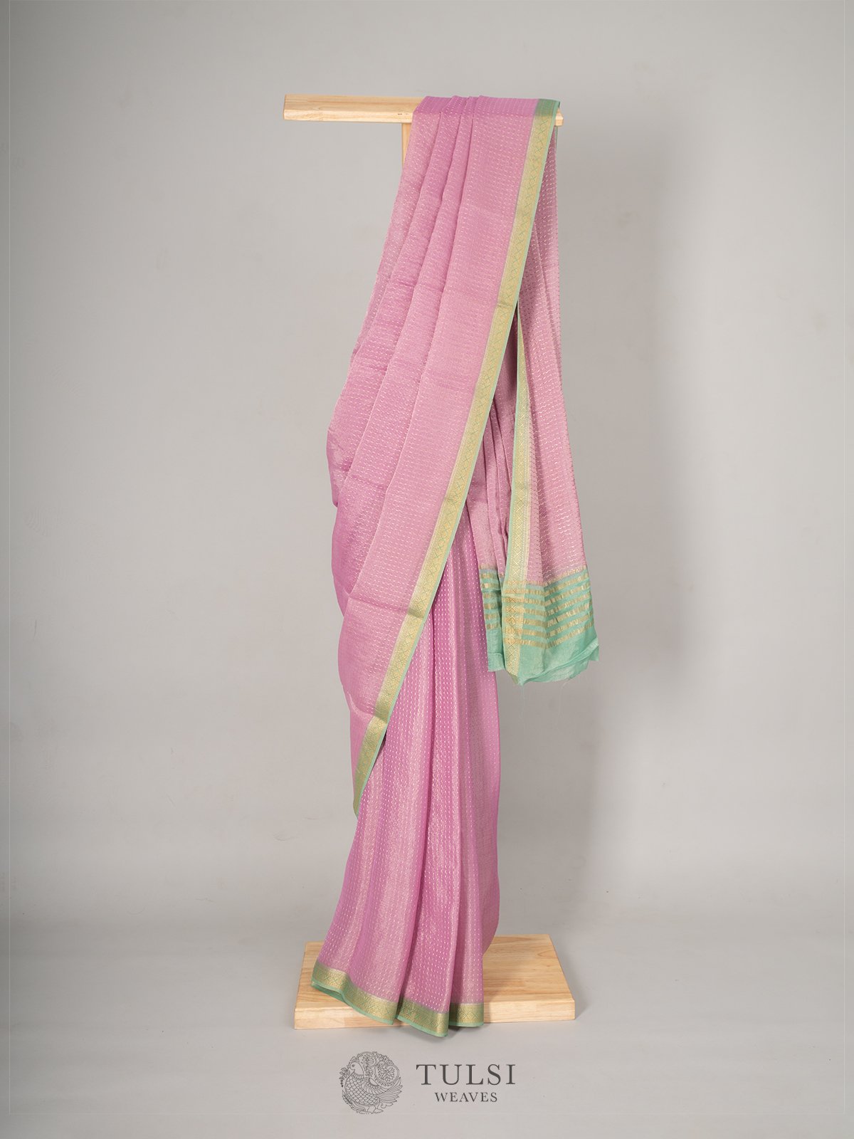 Elegant Light Pink Banaras Georgette Silk Saree - Tulsi Weaves