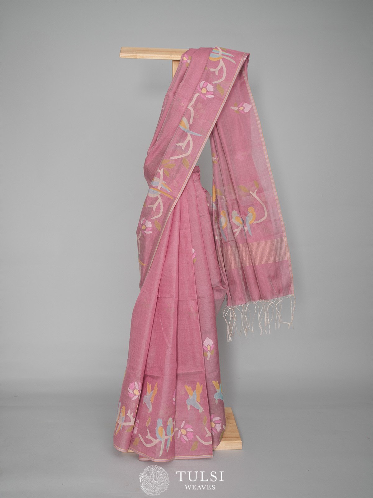 Lotus Pink Jamdani Silk Saree - Elegant & Traditional - Tulsi Weaves