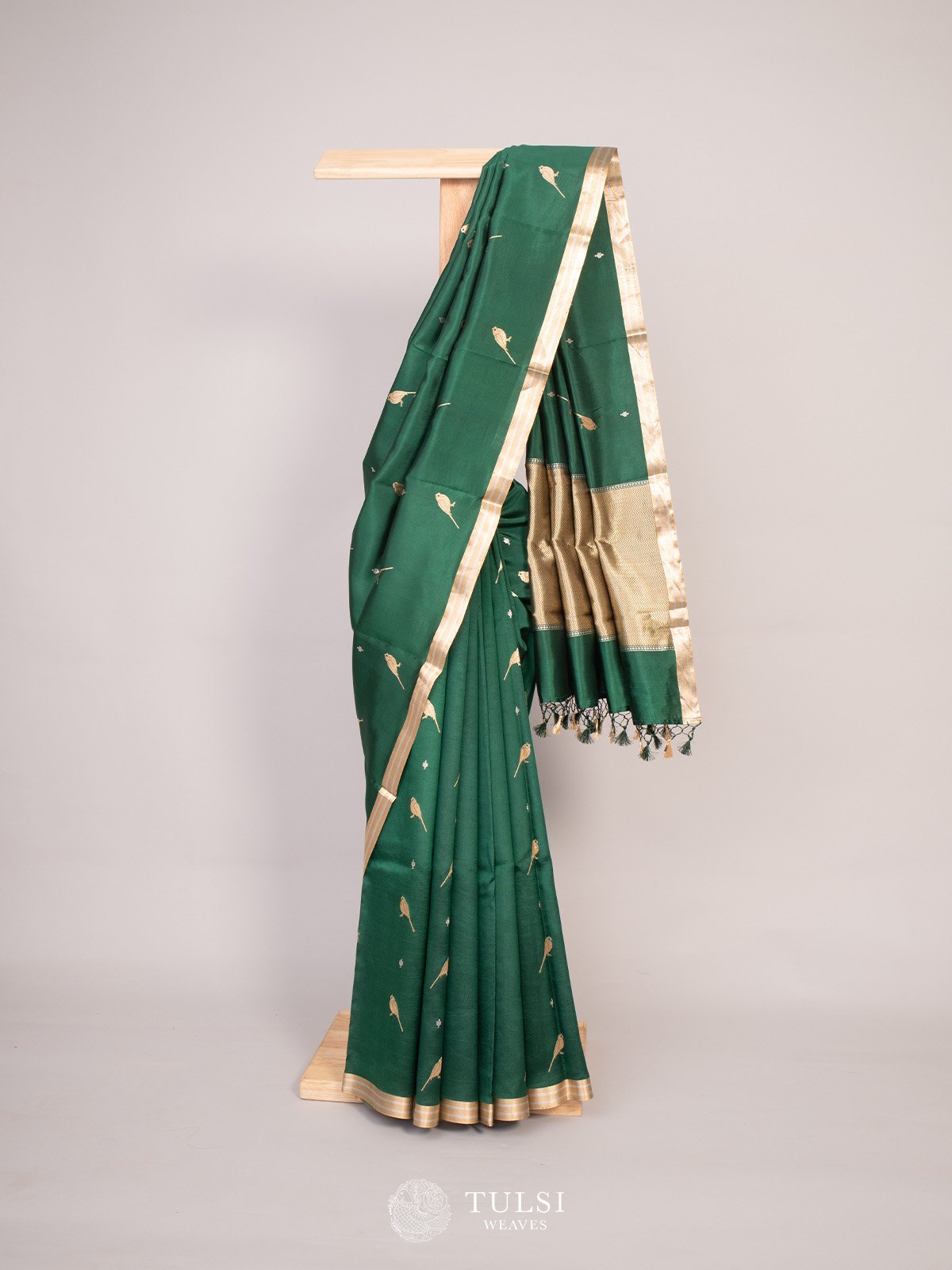Green Banaras Silk Saree - Traditional Elegance - Tulsi Weaves