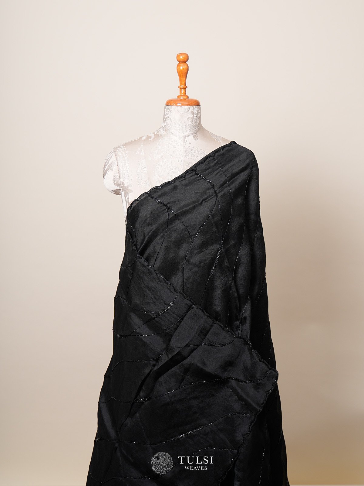 Elegant Black Organza Silk Saree - Tulsi Weaves - Timeless Fashion