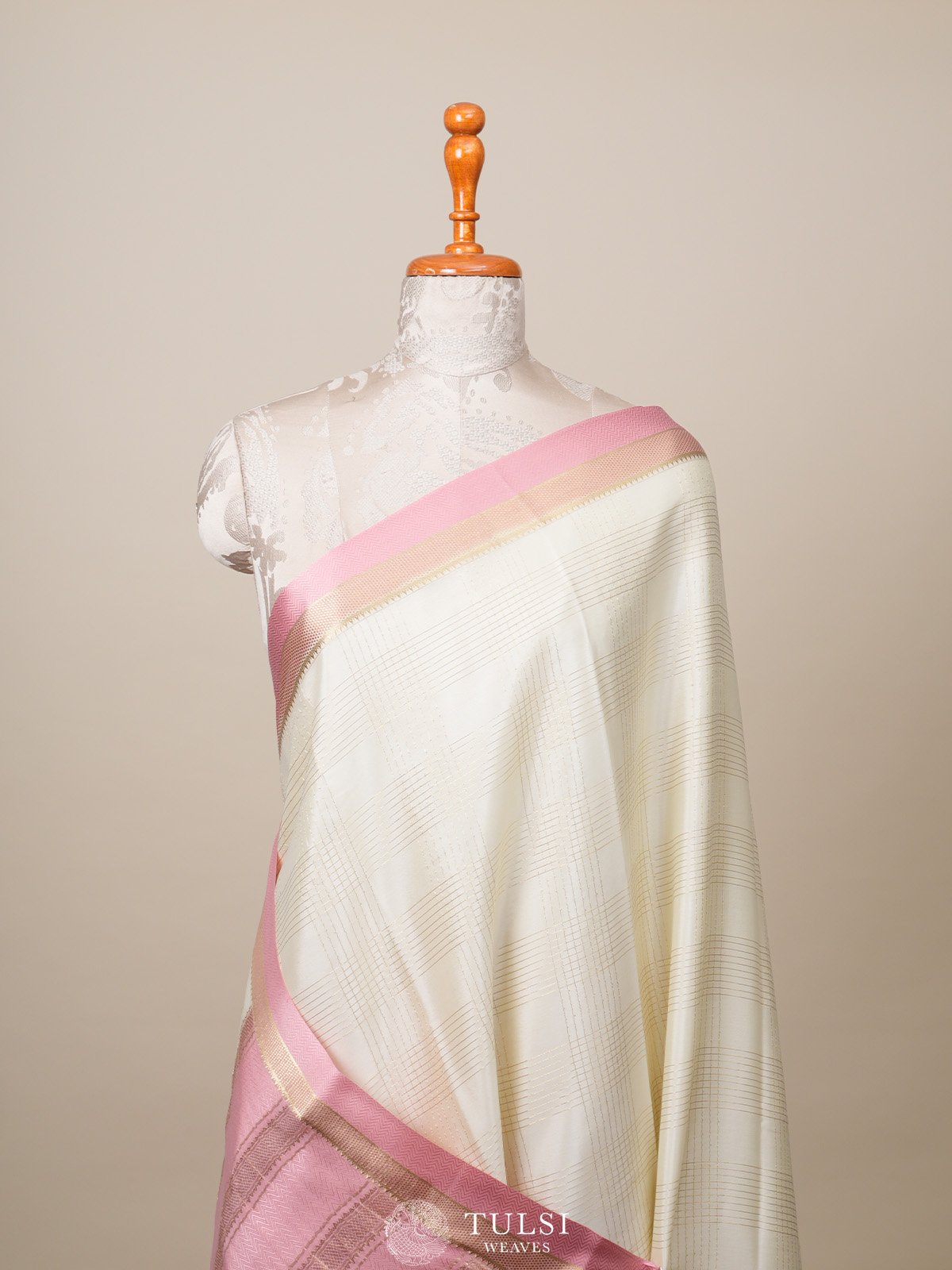 Elegant White Mysore Silk Saree - Tulsi Weaves