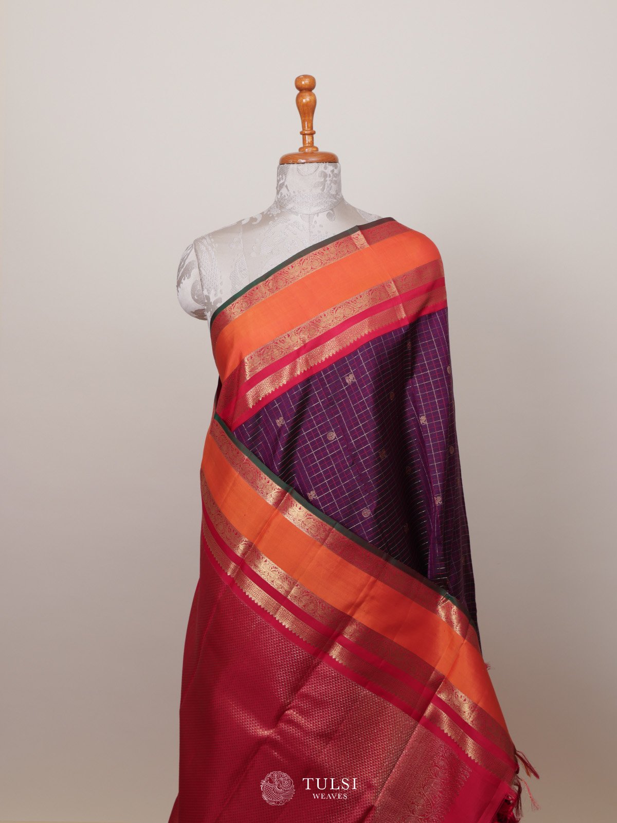 Violet Kanjeevaram Silk Saree - Traditional Elegance - Tulsi Weaves