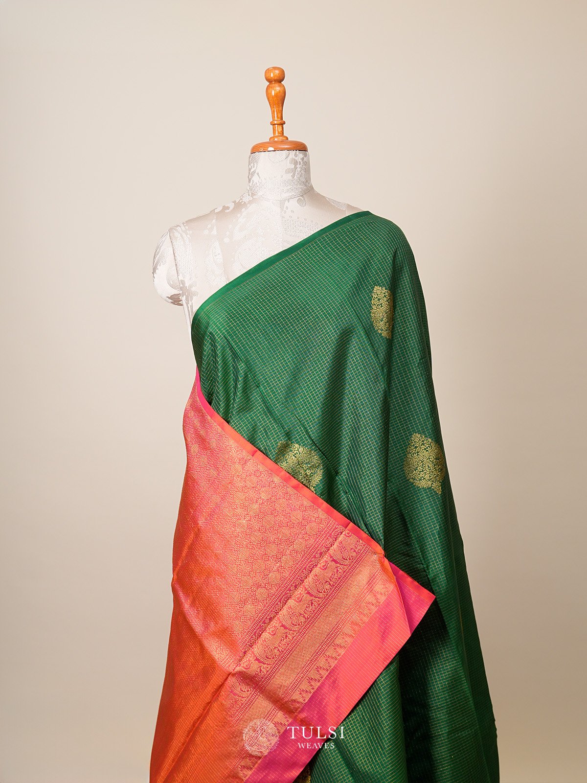 Elegant Green Kanjeevaram Silk Saree - Tulsi Weaves