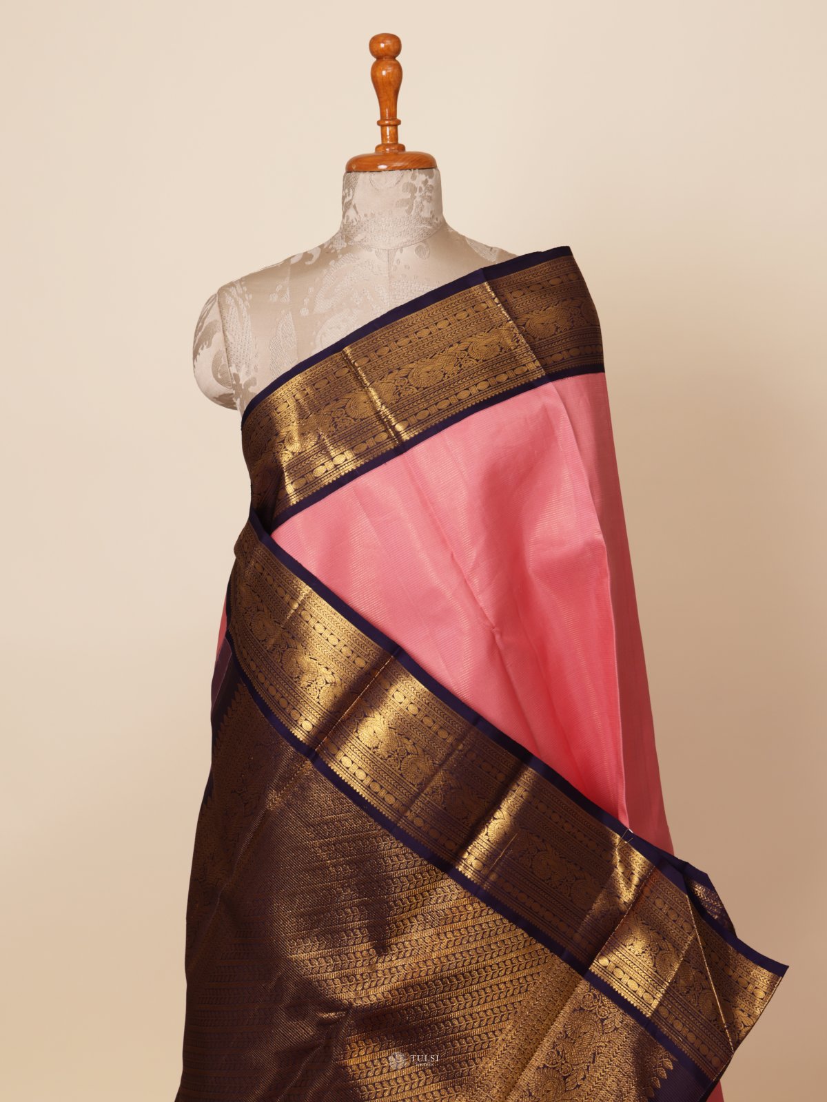 Elegant Peach Kanjeevaram Silk Sarees - Tulsi Weaves