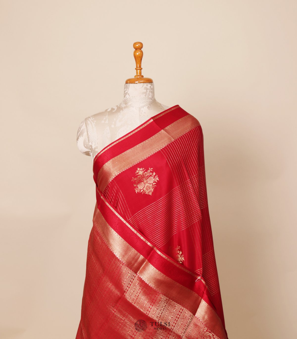 Red Mysore Silk Saree - Elegant Mysore Silk Saree -Tulsi Weaves