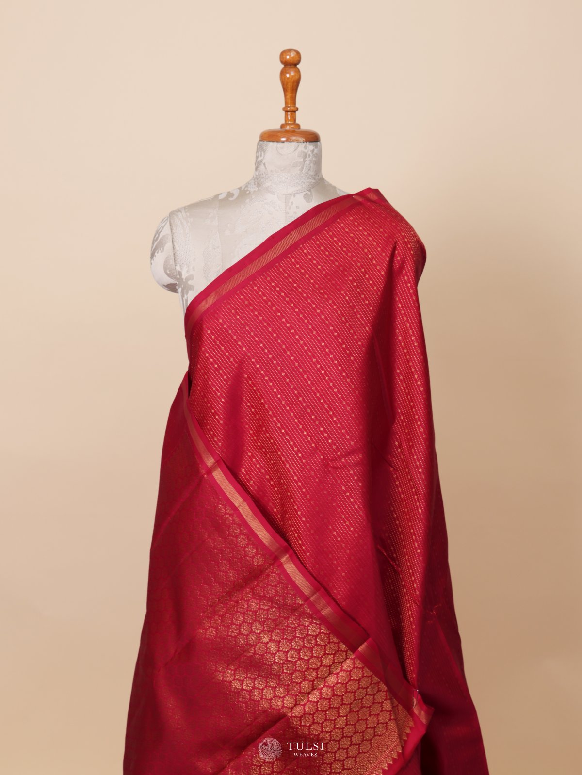 Light Red Kanjeevaram Silk Saree - Elegant Light Red Kanjeevaram Silk ...