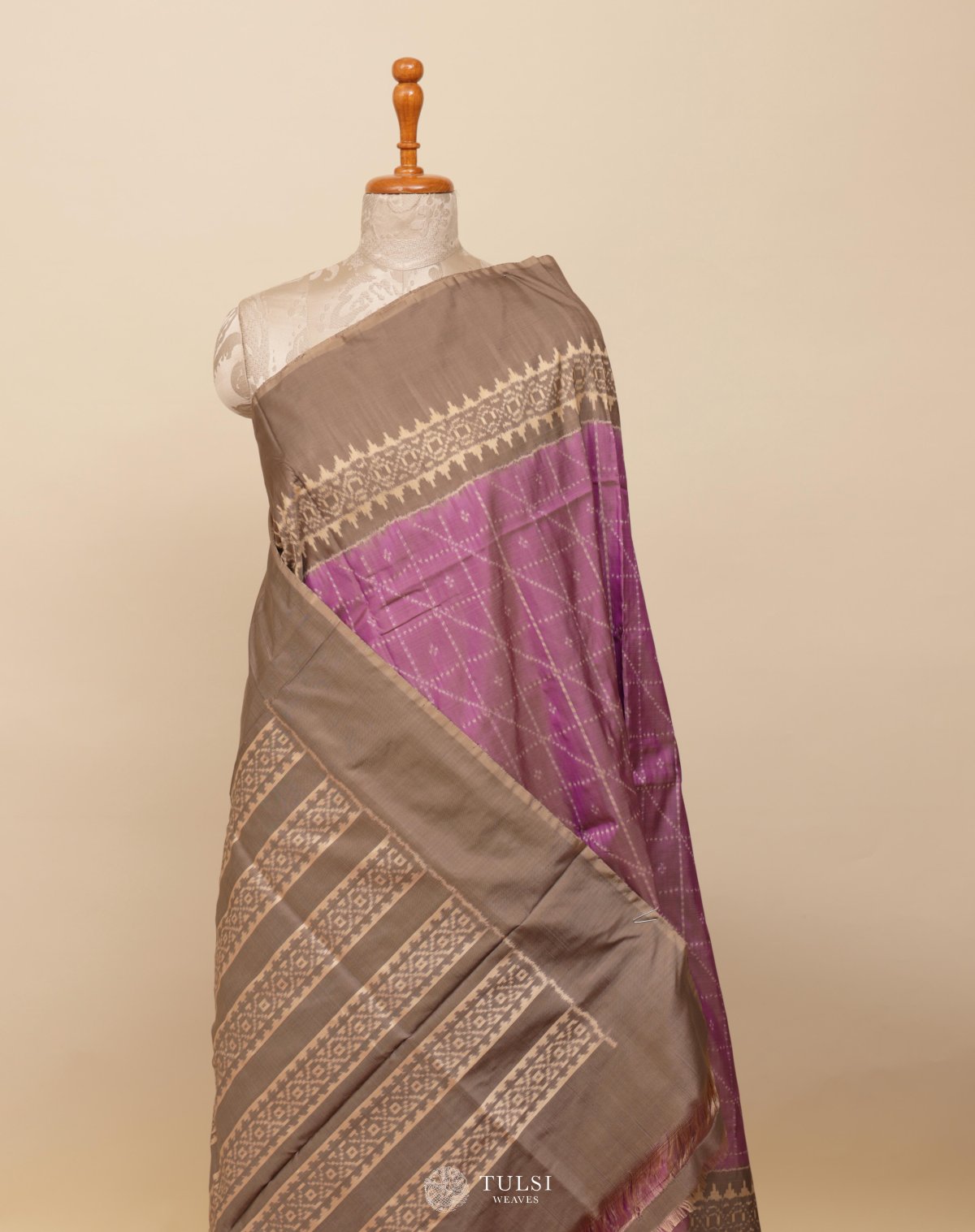 Dusty Purple Ikat Silk Saree - Elegant Dusty Purple Ikat Silk Saree ...