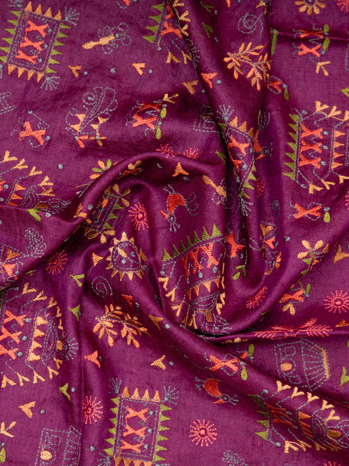 Violet Tussar Silk Embroidered Blouse
