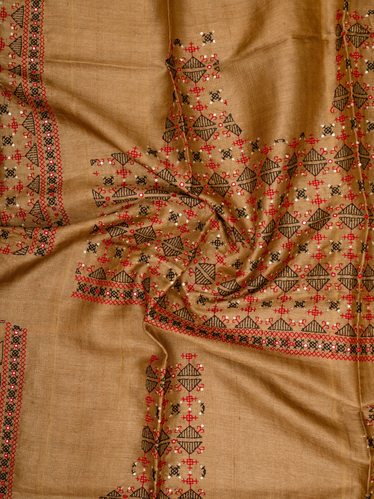 Beige Tussar Silk Embroidered Blouse