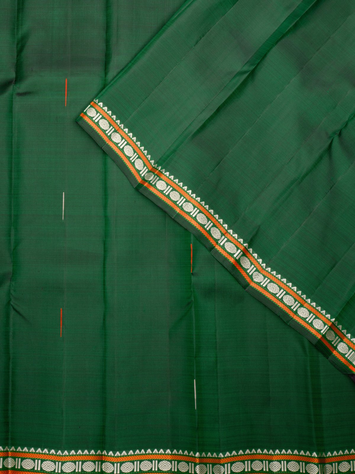 Shop Exquisite Dark Green Kanjeevaram Silk Saree with Pattu Pett Border ...