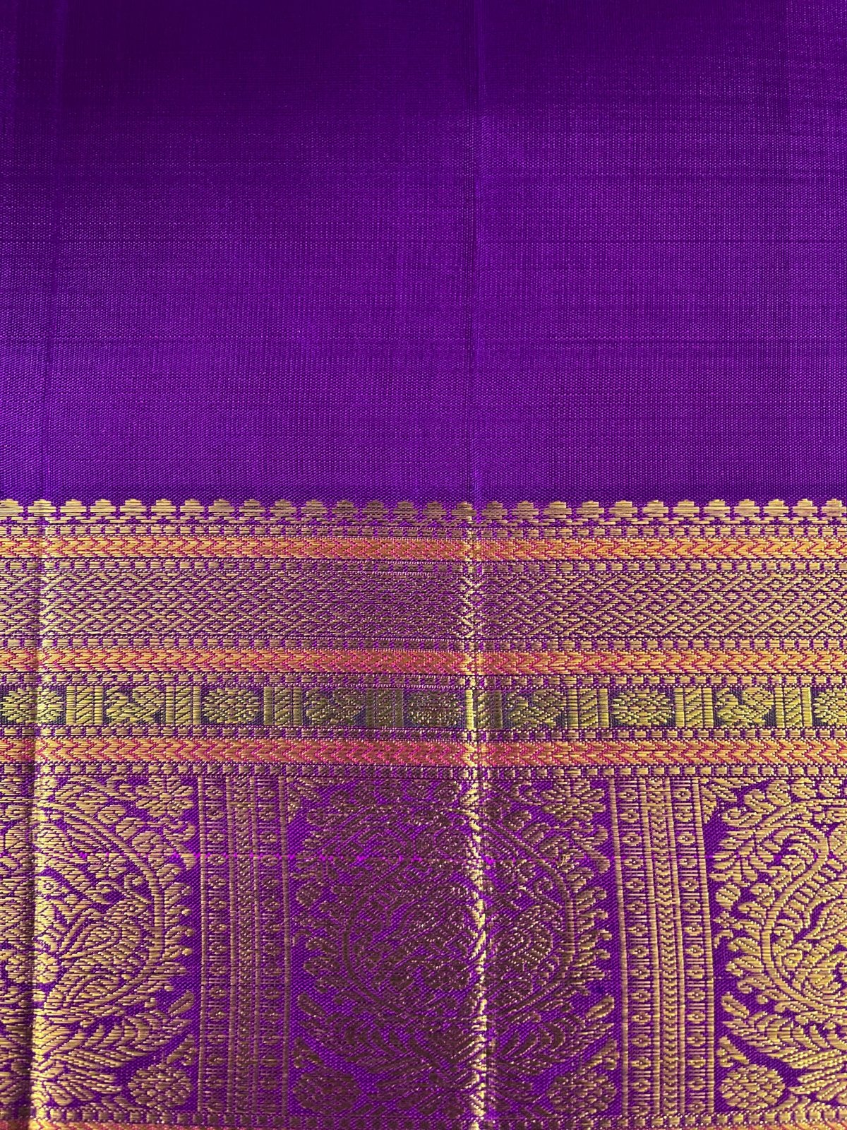Purple Checked Handwoven Kanjivaram Silk Saree With Self-Border - Tulsi ...