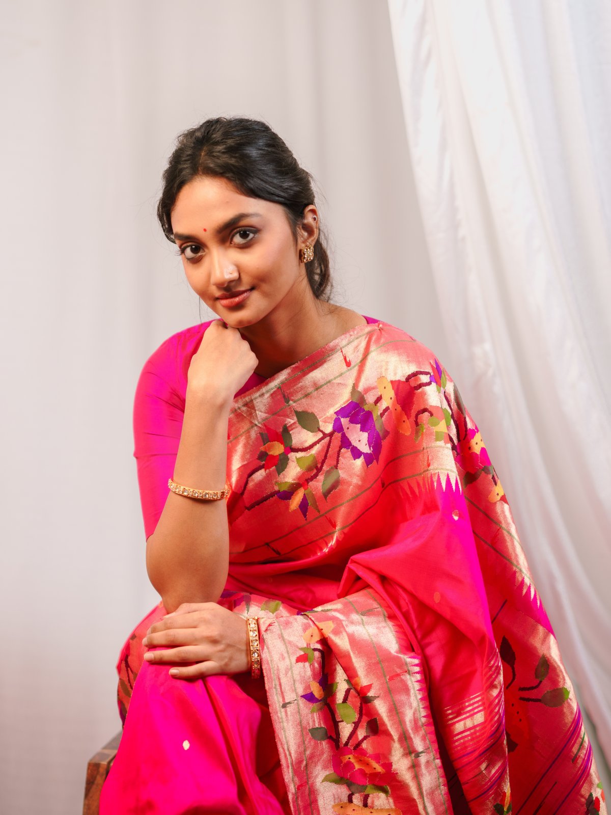 Rani Pink Paithani Silk Saree - Traditional Handwoven Indian Silk Saree ...